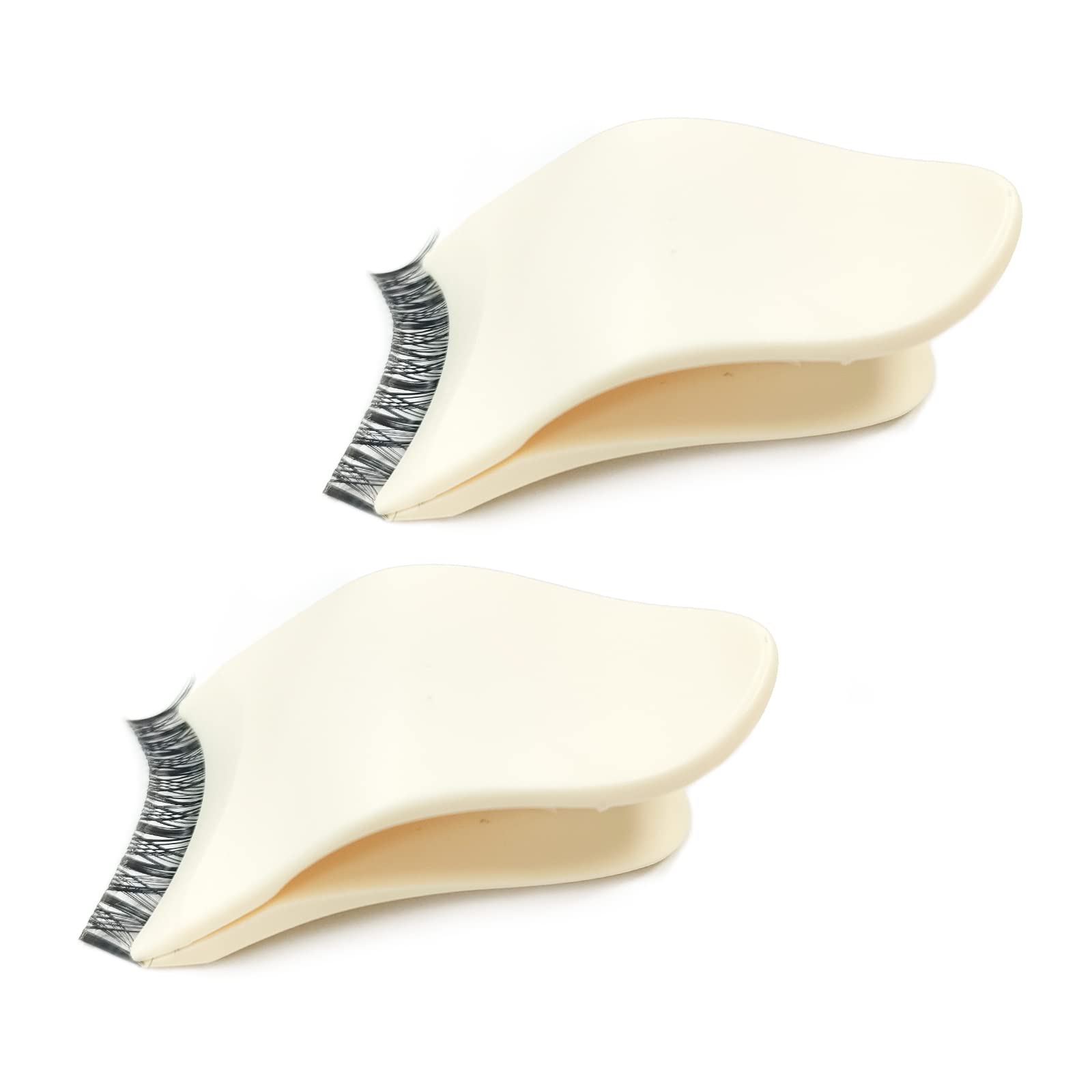 DAGEDA False Eyelash Applicator 2Pcs, False Lash Applicator Tool Lash Clip for Wear Eyelashes and Lash Extensions, Easy to Use Lash Tweezer, Beginner Friendly Lashes Buddy Eye Makeup Tools(Beige)