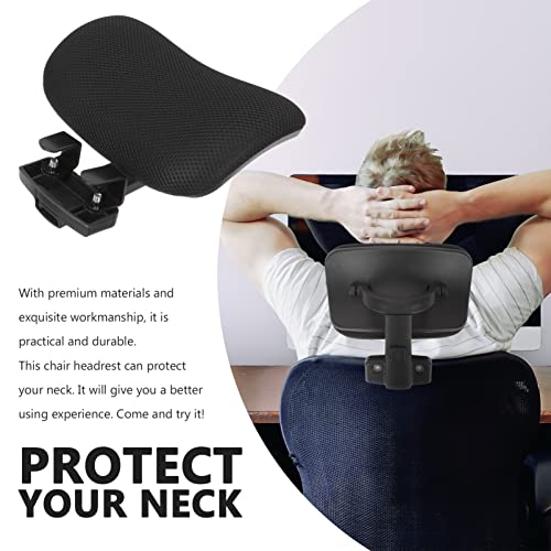 Tofficu Office Chair Headrest Attachment Head Support Cushion Upholstered Adjustable Height Angle for Ergonomic Executive Chair,2.6cm Fixing Clip Backrest Thickness 2-2.4cm,Not Suitable for Soft Chair