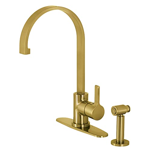 Kingston Brass LS8713CTLBS Continental Kitchen Faucet, Brushed Brass 9.81 x 8.44 x 16.38
