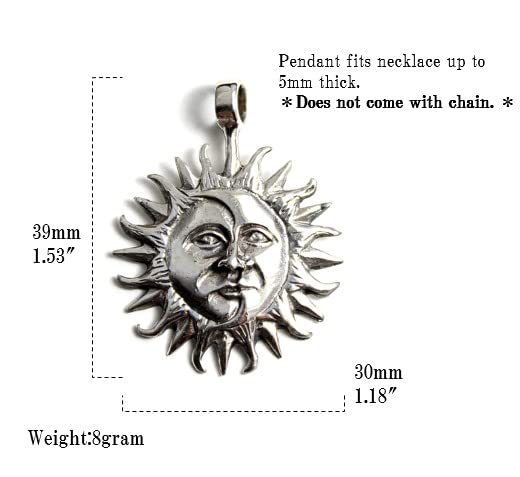 COSUMOSU 925 sterling silver Mexican Sun and moon Face Celestial Lunar Solar Pendant (Sun & Moon)