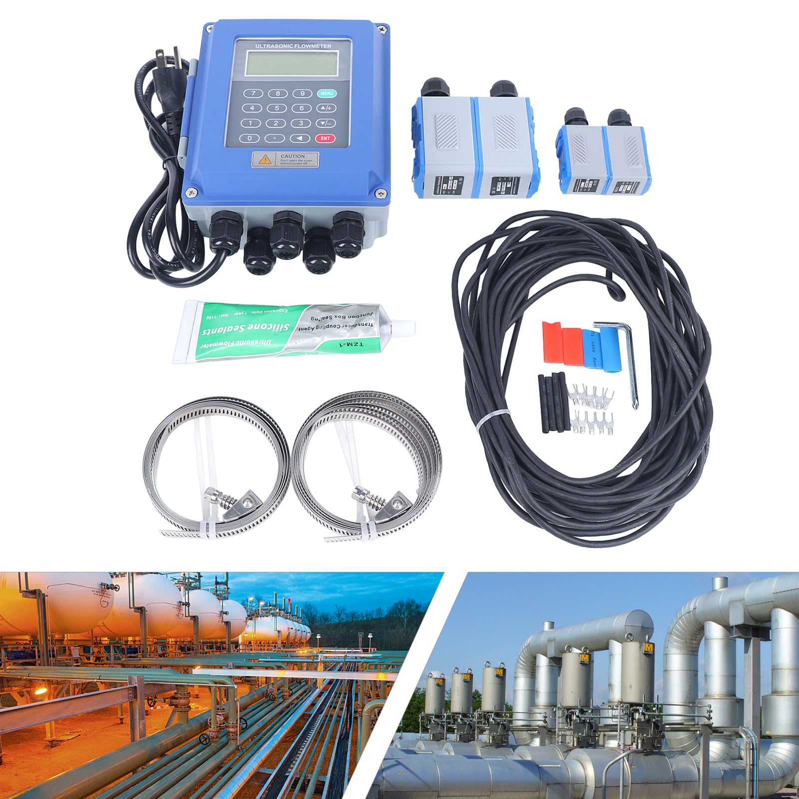 HYDIYGT Handheld Ultrasonic Flowmeter Clamp On Flow Meter Portable Liquid Flow Meter with TS-2,TM-1 Transducers for Copper and PVC Pipes