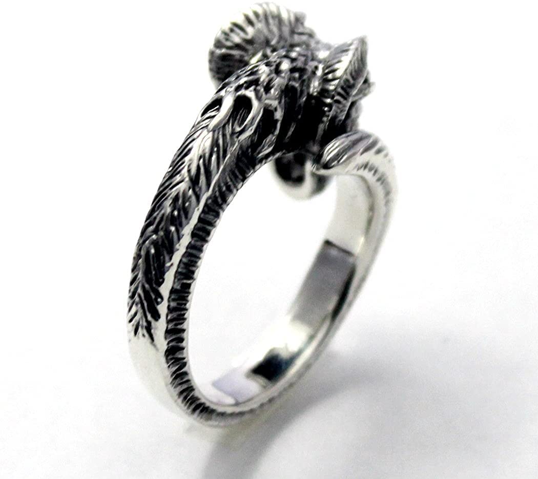 COSUMOSU 925 Sterling Silver Goat Aries Open Ring Adjustable