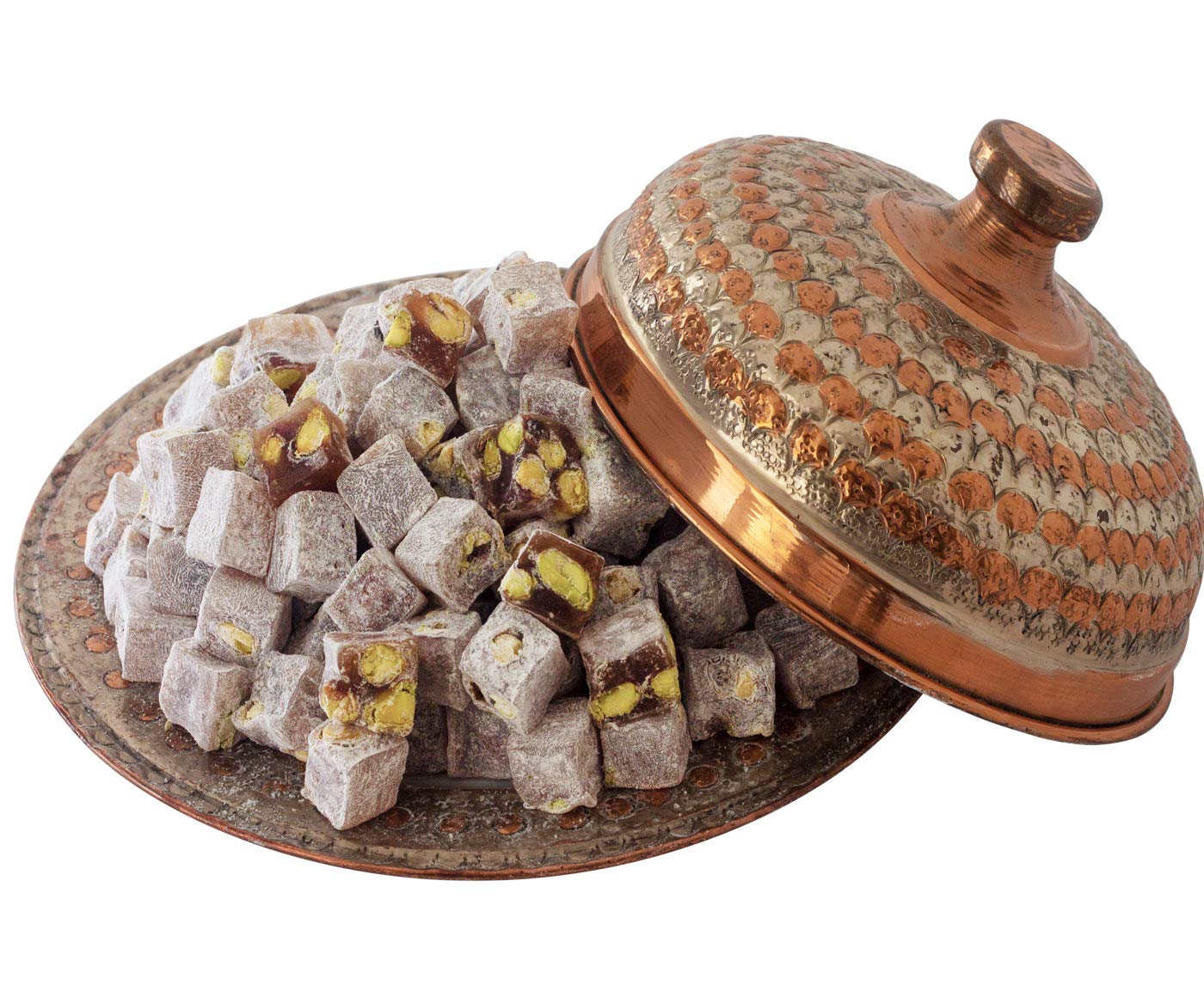 Cerez Pazari Turkish Delight Pistachio Candy Gourmet Premium Vegan Sweets Medium Gift Box 420g | Sweet Luxury Traditional Confectionery Soft Candy Dessert Glucose Free Lokum (Loukoumi) | Apprx.42 Pcs