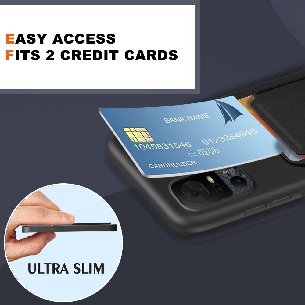Case for Lively Jitterbug Smart4 / Lively Smart 4 /TCL 40XL / TCL 40T Case with Tempered Glass Screen Protector Folding Kickstand/Stand Card Holder/ Slots Wallet Shockproof Protective Case - Black