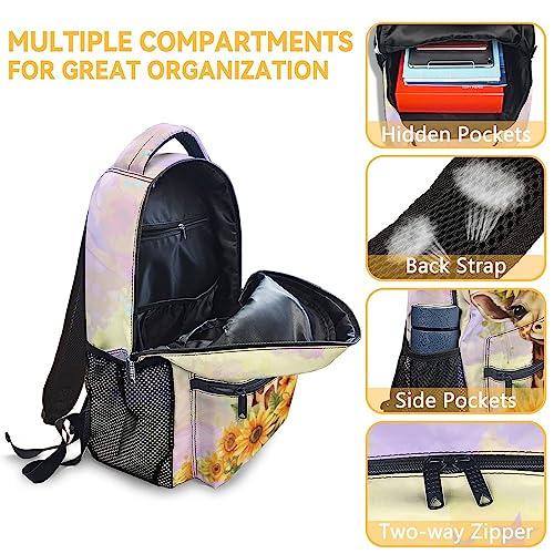 Homexzdiy Giraffe Backpack with Lunch Box Set for Girls Boys, 3 in 1 School Backpacks Matching Combo, Cute Yellow Bookbag and Pencil Case Bundle