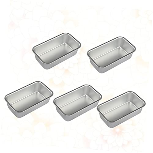 Hemoton 5pcs Pastry Dough Square Tray Stainless Steel Toaster Oven Toast Baking Pan Loaf Baking Dish Dough Bread Pan Silver Household Baking Plate Kitchen Supplies Small Bread Brownie Mold