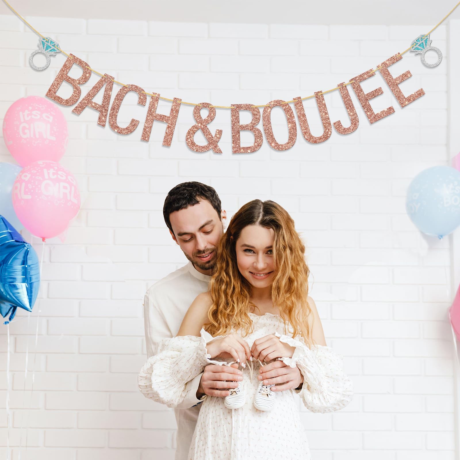 Dalaber Bach & Boujee Banner, Bridal Shower, Bachelorette Party Decorations Supplies, Rose Gold