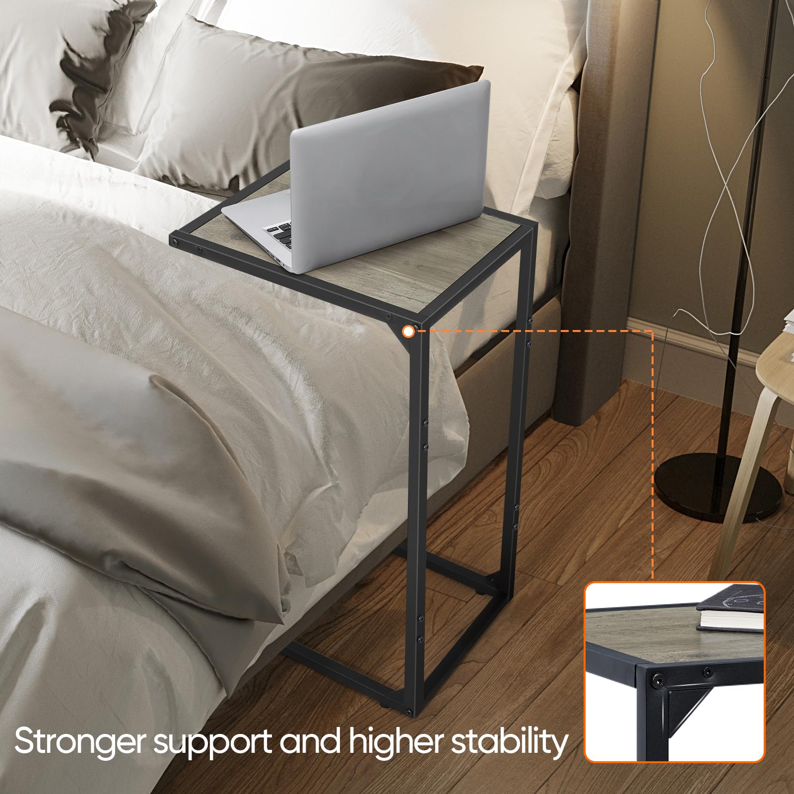 FAGIGY Side Table/C Shaped End Table for Couch & Bed, End Tables Living Room Tables Sofa Tables for Living Room, TV Tray for Eating on Couch, Small End Tables for Small Spaces, Easy Assembly, Oak