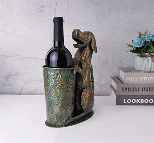 MMEXPER Green Bronze Wine Rack Single Wine Bottle Holder for Home Kitchen Display Shelf Gift