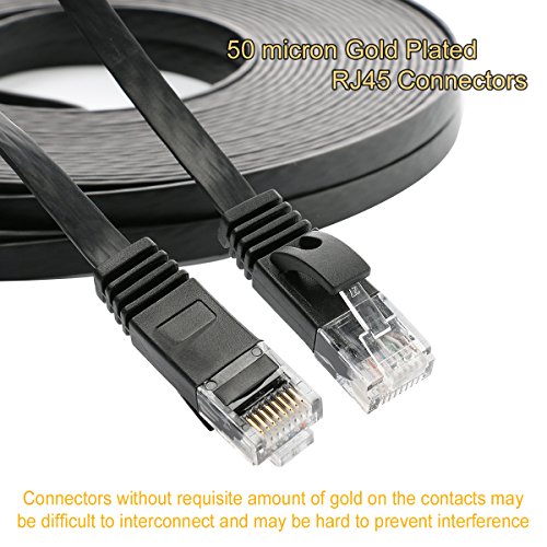 Cat 6 Ethernet Cable 100 ft, Outdoor&Indoor, 10Gbps Support Cat8 Cat7 Network, long Flat Internet LAN Patch Cord, Cat6 Solid Fast Speed weatherproof Cable for Router, Modem, PS4/5, Xbox, Gaming, Black