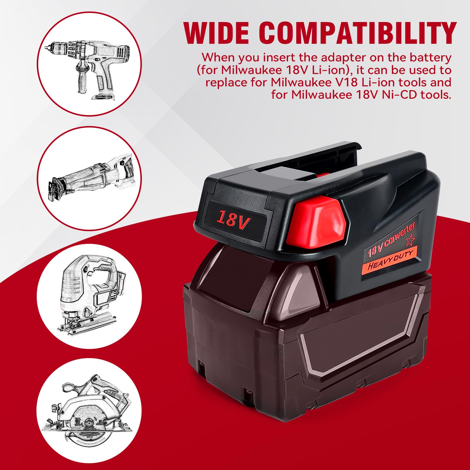 for Milwaukee M18 Battery Adapter Convert for Milwaukee V18 48-11-1830 48-11-2200 48-11-223 USB Converter Power Tool