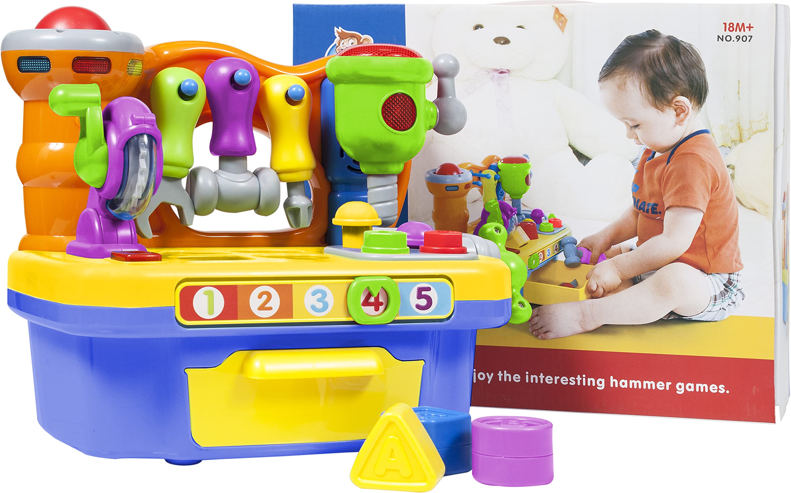 CifToys Musical Learning Workbench Toy for Kids Construction Work Bench Building Tools with Sound Effects & Lights Engineering Pretend Play Colorful