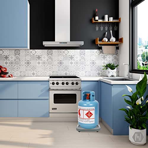 HEMOTON Gas Tank Tray Propane Tank Wheel Tray Propane Cylinder Base Gas Cylinder Fixed Shelf Propane Tank Dolly for Home Kitchen and Restaurant Use Grey
