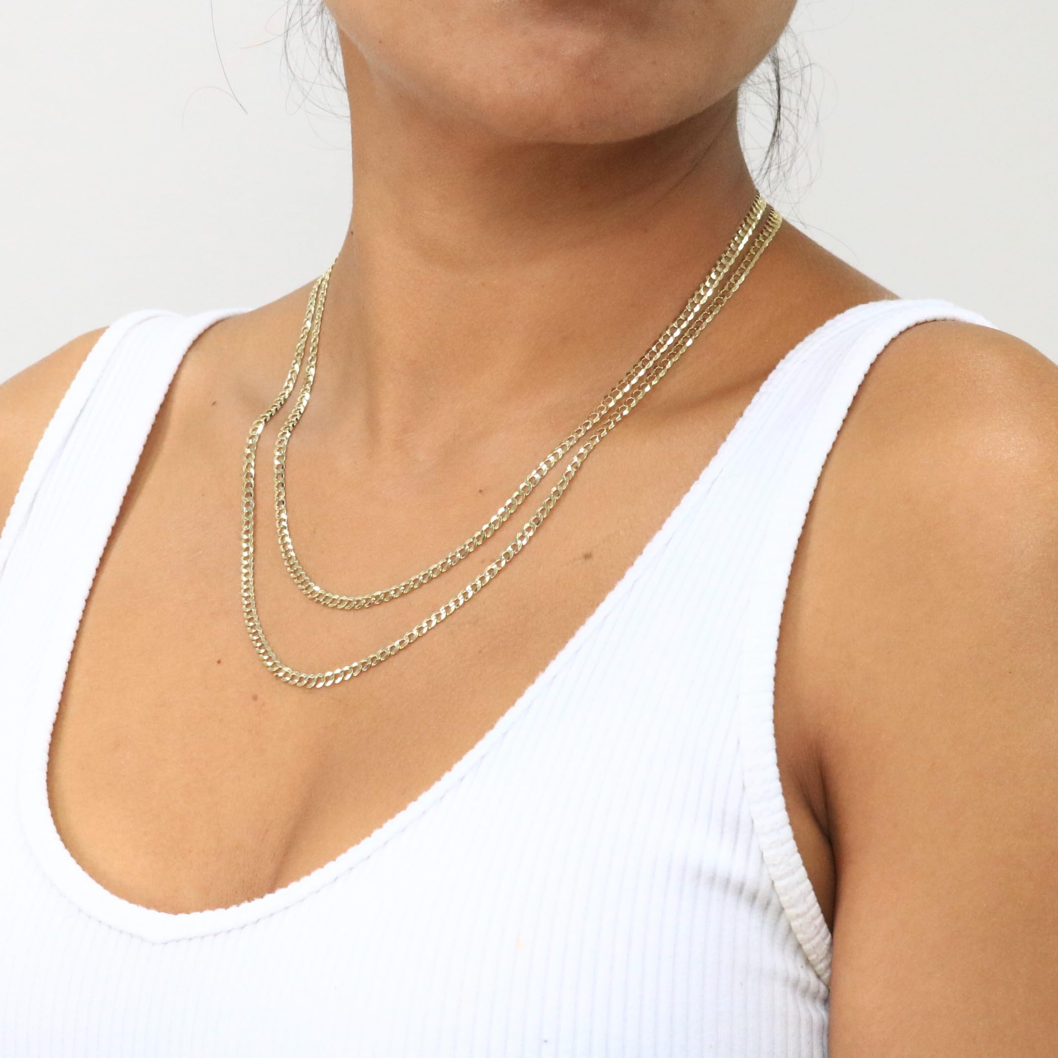 Nuragold 10k Yellow Gold 4mm Solid Cuban Curb Link Chain Pendant Necklace, Mens Womens Jewelry 16" 18" 20" 22" 24" 26" 28" 30"