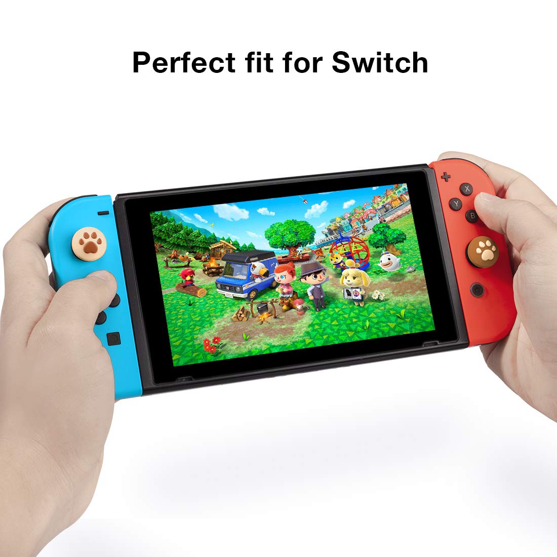 Cat Claw Design Thumb Grip Caps, Joystick Cap for Nintendo Switch & Lite, Soft Silicone Cover for Joy-Con Controller - Milk Tea Brown