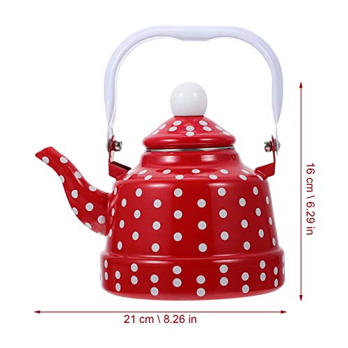 HEMOTON Kettle Stovetop Enameled Teapot Chinese Style Heating Water Kettle with Handle Large Capacity Hot Water Kettle Kitchen Teapot for Stovetop Induction Cooker ( Red ) Red Tea Kettle