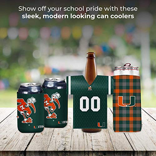 Campus Colors 4 Pack Variety Can and Bottle Cooler Tailgate Bundle (Miami Hurricanes - Multicolor)