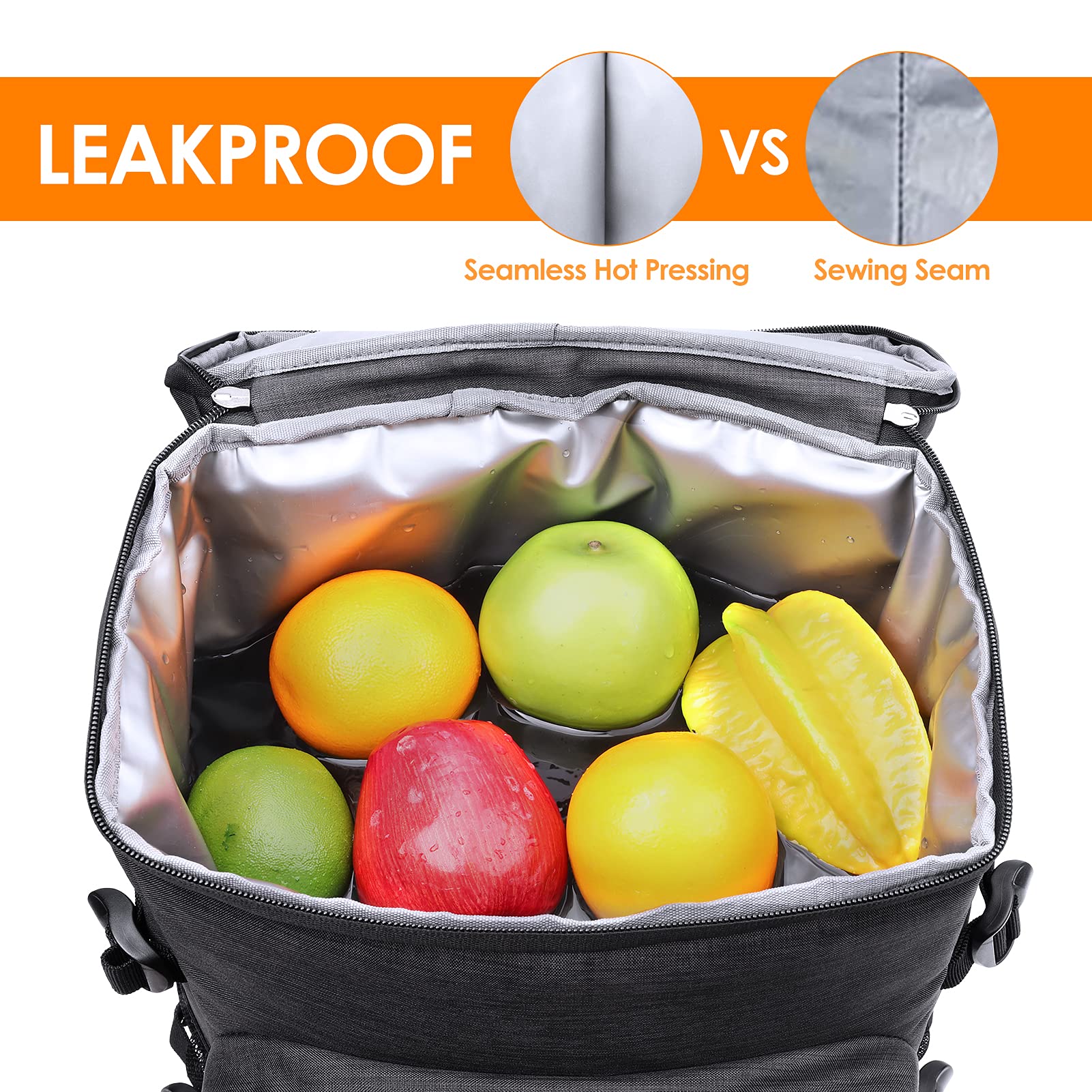 Cooler Backpack Insulated Leak Proof 35 Cans Soft Cooler Bag with Picnic Mat Beach Cooler Lunch Backpack for Picnic Trips Camping Travel Fishing Hiking (Black)