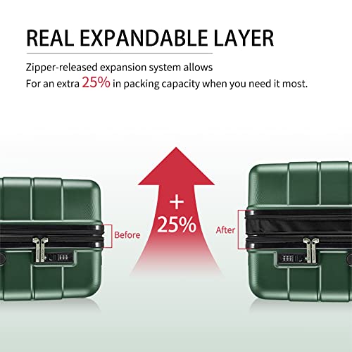 Fochier 3 Piece Expandable Luggage Set with TSA Lock, Hard Shell Rolling Suitcase Set with 4 Spinner Wheels for Women Man, 20 24 28 Inch