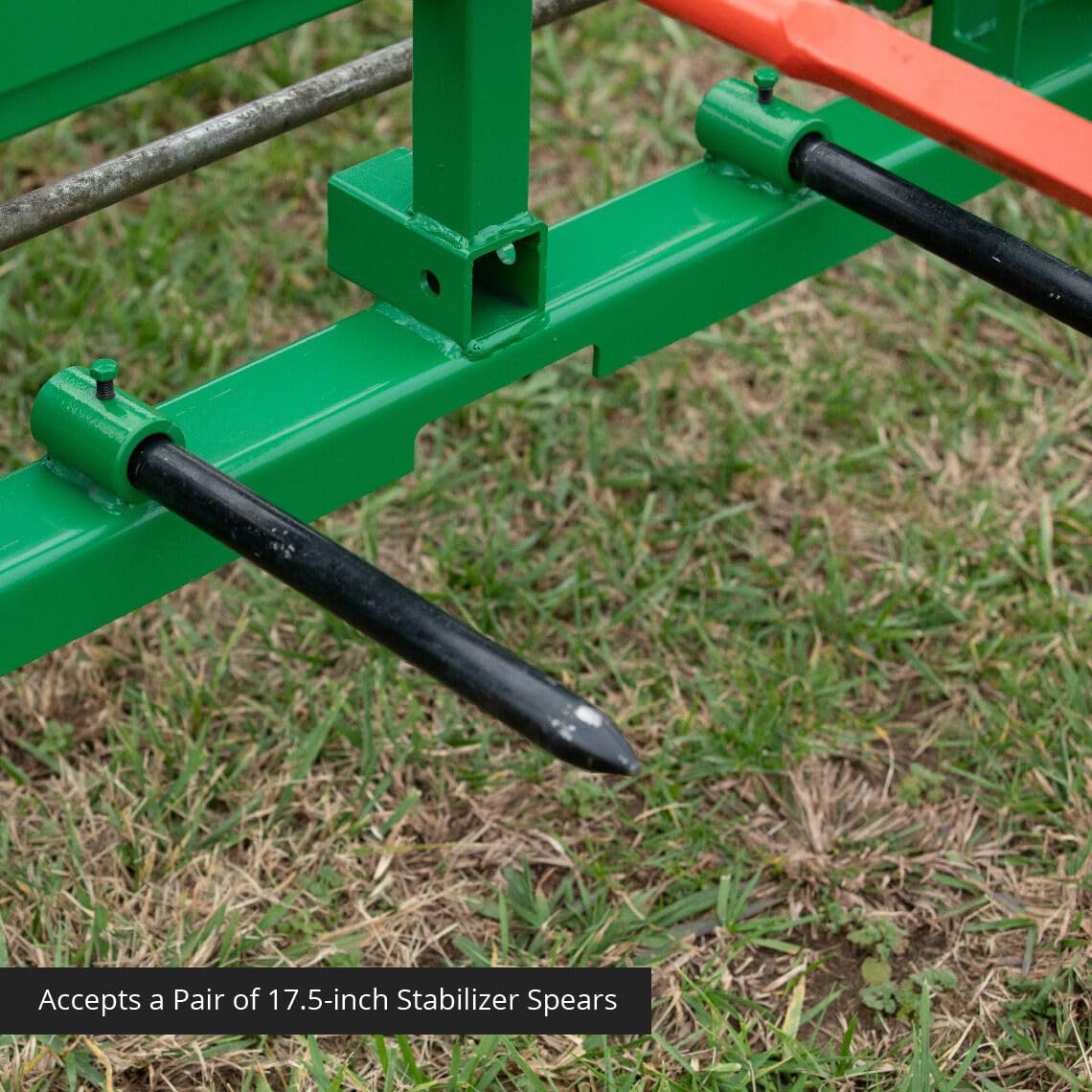 Titan Attachments Hay Frame Attachment, 39†Hay Bale Spear and Stabilizers, Rated 4,000 LB, Receiver Hitch, Fits John Deere Loaders