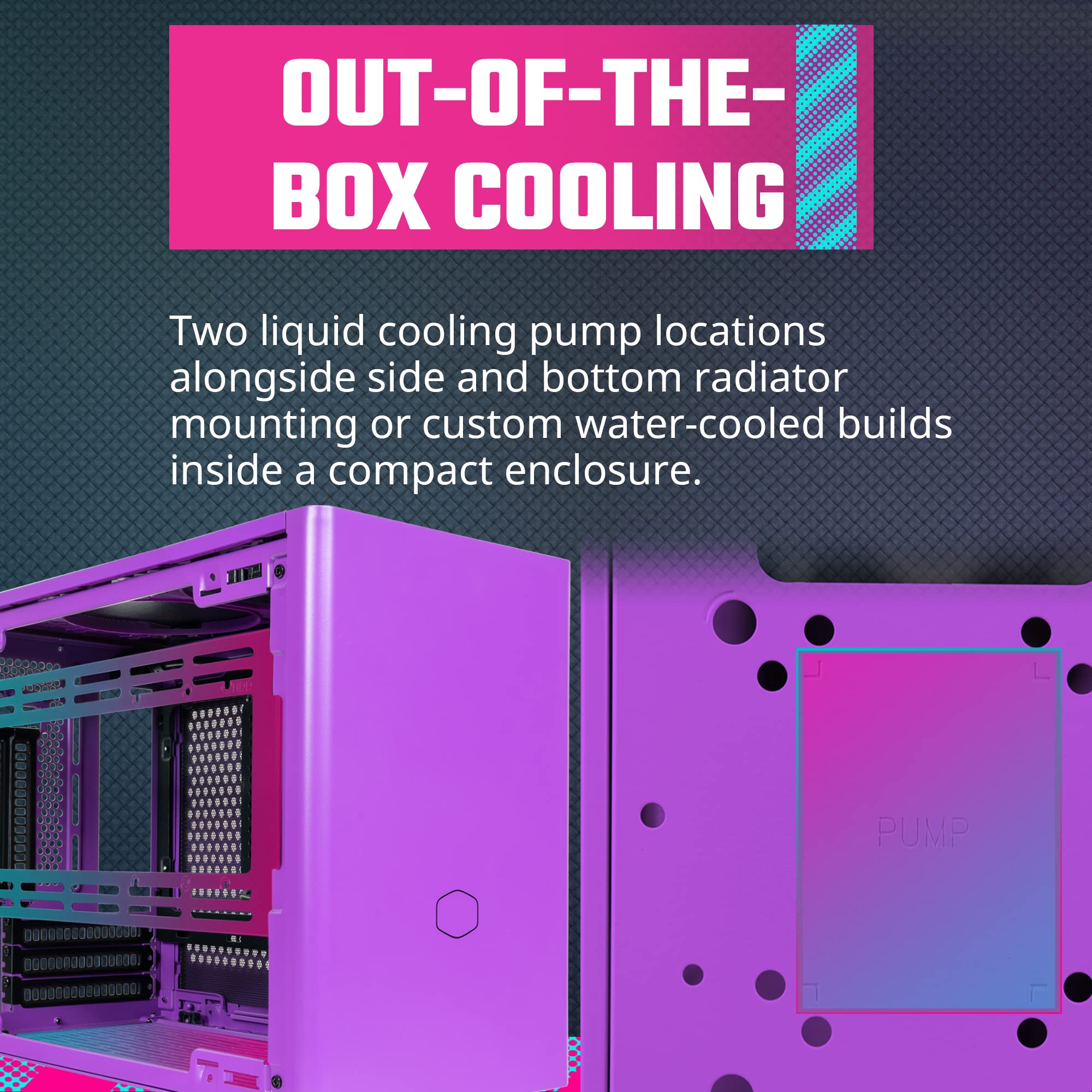 Cooler Master NR200P Nightshade Purple SFF Small Form Factor Mini-ITX Case, Tempered Glass or Vented Panel, Vertical Mounting GPU, PCI Riser Cable, Triple-Slot GPU, Tool-Free (MCB-NR200P-PCNN-S00)