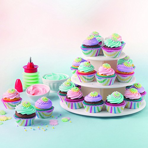 Sweet Creations Cupcake and Cake Pop 3-Tier Display Stand, Multisize, White