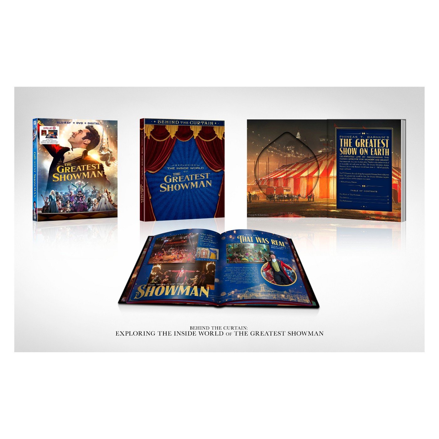 The Greatest Showman (Blu-ray + DVD + Digital) with Exclusive 36-page Book: Behind-The-Curtain, Concept Art and Set Photos