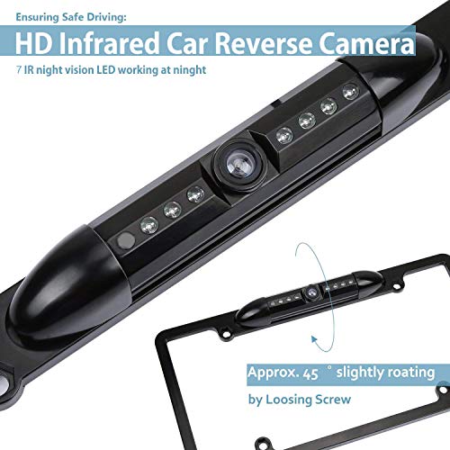 Car Backup Camera,Car License Plate Camera with Night Vision,170° Viewing Angle Universal Car License Plate Mount Camera IP67 Waterproof High Sensitive LED Light