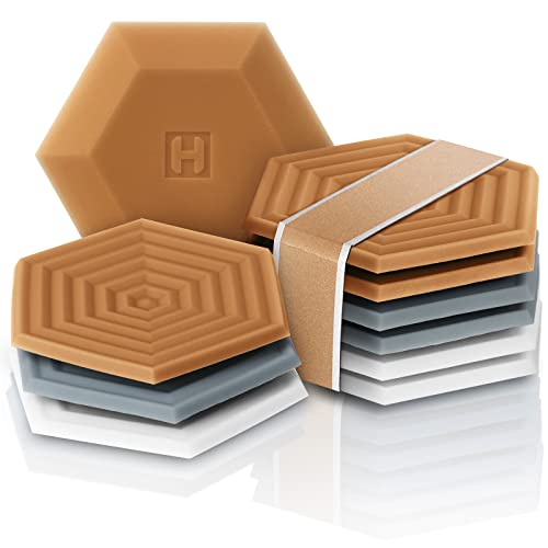 HOMKULA Silicone Coasters for Drinks - Coasters for Coffee Table, Drink Coasters for Wooden Table, 10mm Thick, Stain-Resistant, Non-Absorbent, Dishwasher Safe, Hexagon, Set of 6