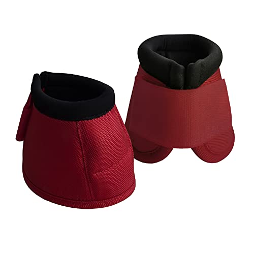 Gallopoff Equine Ballistic Overreach Bell Boots, No-Turn Bell Boots for Horses, Horse Hoof Protection Boots (Sold in Pairs) WineRed Large