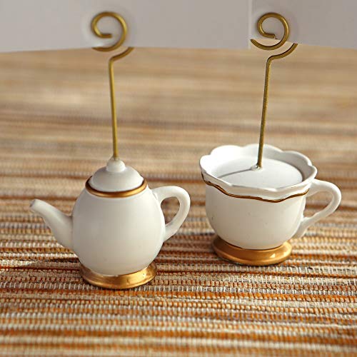 Kate Aspen, Place Card Holders, Tea Time Whimsy, Teapot and Teacup, Place Cards Included, Set of 6,Pink
