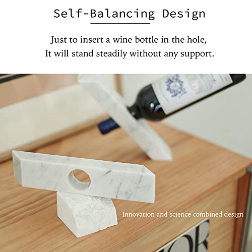 JIMEI Marble Bottle Wine Holder – Tabletop Wine Rack – Single Wine Holder Stand for Cabinet and Shelf Décor – Freestanding Wine Display & Storage Accessories for Home bar – Self-Balance
