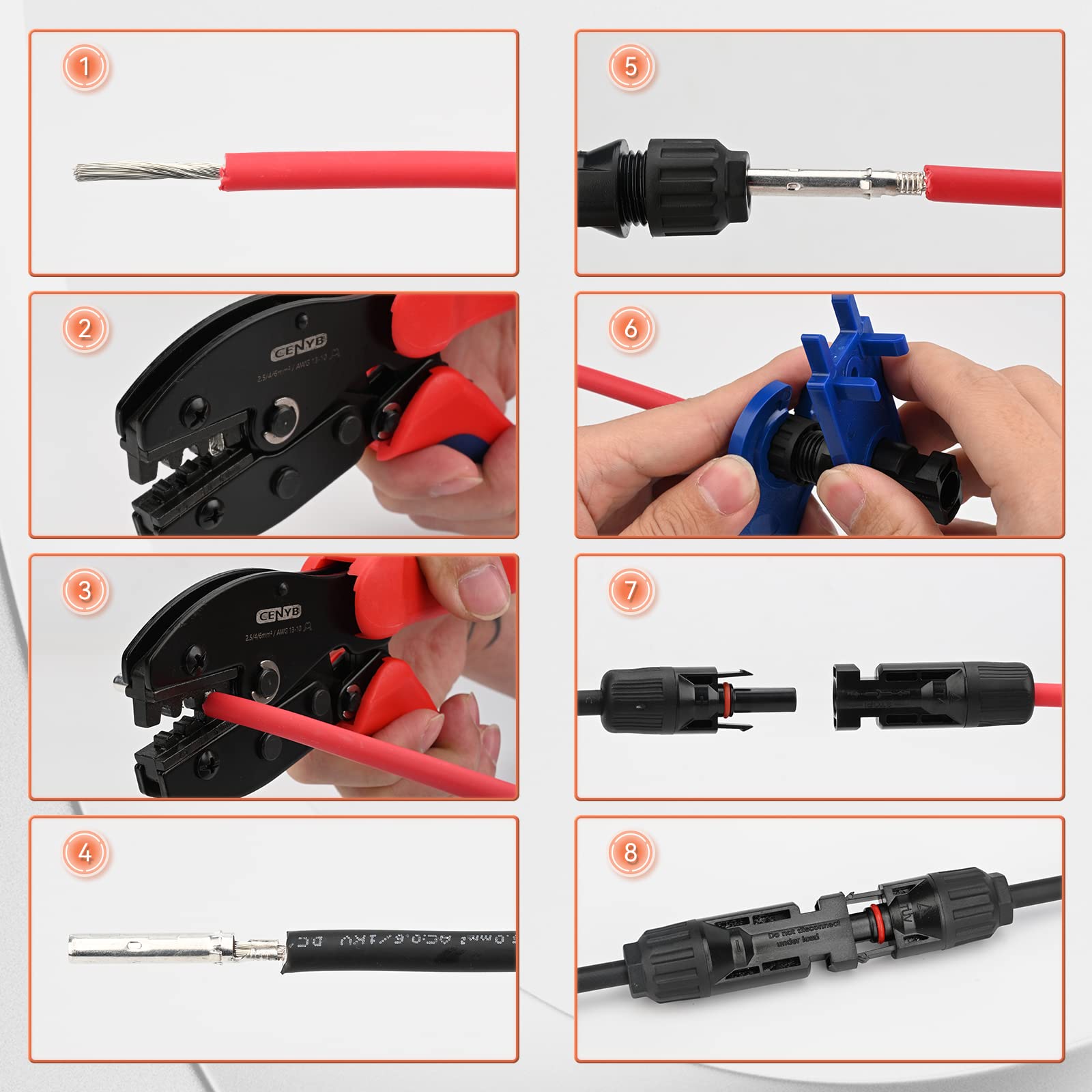 cenyb Solar Y-Branch Connectors 30A,DC 1000V 1 to 2 Parallel Adapter Wire Plug for Solar Panel (1Pair M/FF&F/MM)