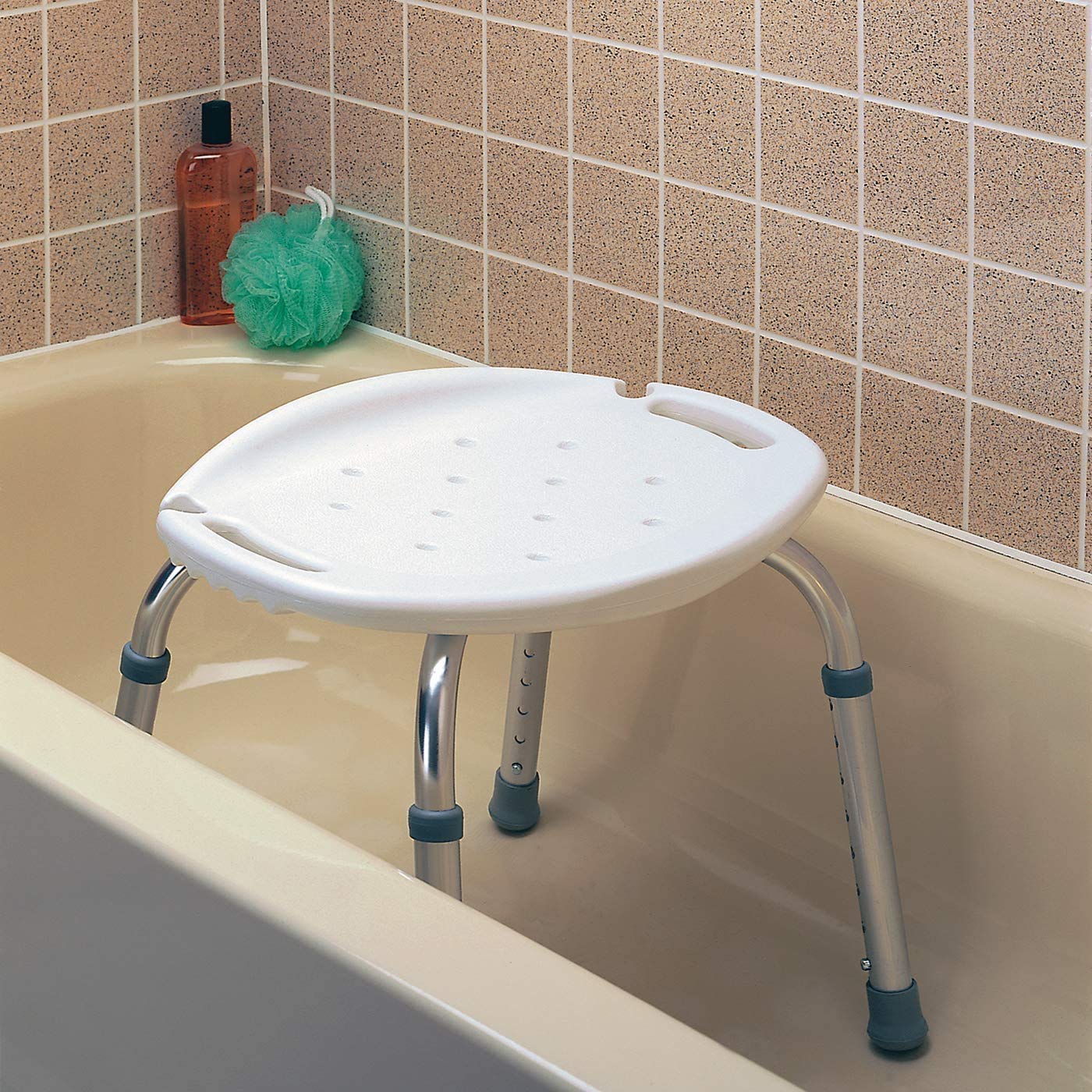 Carex Adjustable Shower Stool, Shower Chair for Inside Shower, Bath and Shower Seat β Aluminum Bath Seat - Shower Chair with Handle, 300lb Weight Capacity