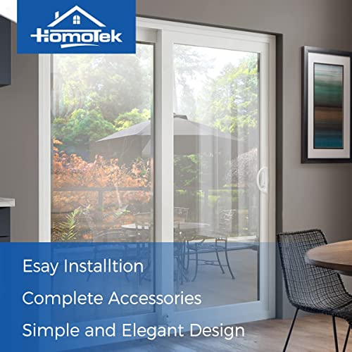 HOMOTEK 1 Pack Patio Door Handle Set, Replacement Sliding Door Handle with Key for Sliding Patio Door Thickness from 1-1/2" to 1-3/4", 3-15/16" Screw Hole Spacing, Mortise Lock, Reversible, White