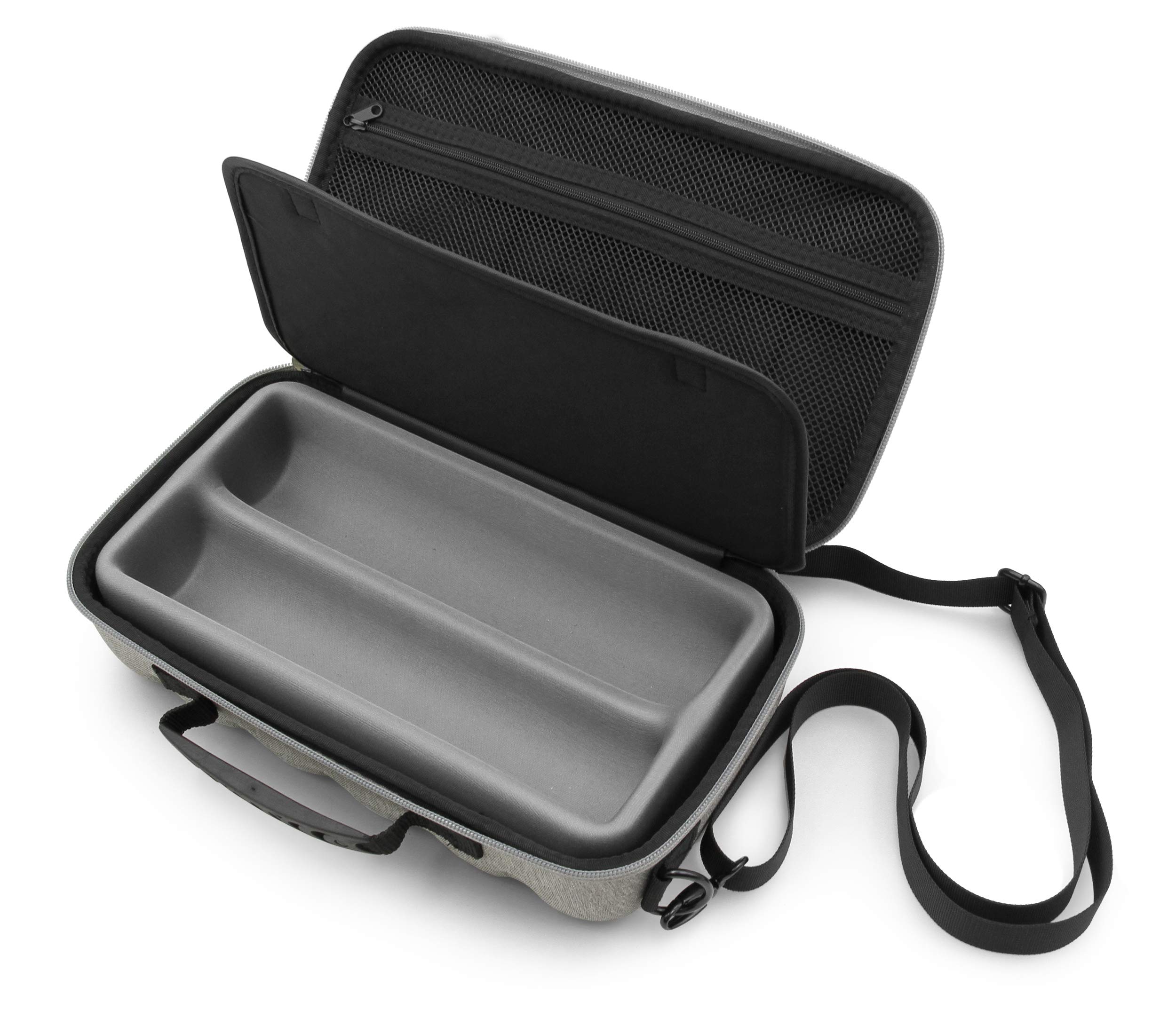 CASEMATIX Dual Wireless Microphone Case for Wireless Mic System Compatible with Sennhesier, Shure Microphones and More, Dual Mic Bag with Shoulder Strap and Hard Shell Gray Exterior