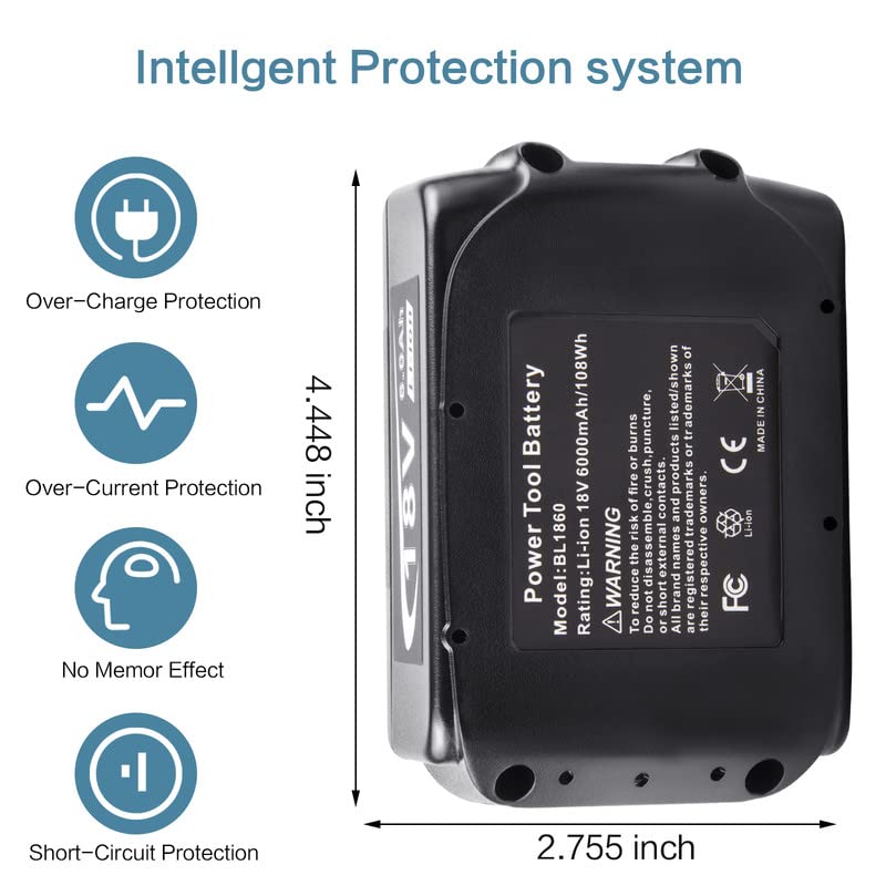 Fancy Buying [2Pack] 18V 6000mAh Replacement Battery for Makita BL1850 BL1815 BL1830 BL1835 BL1840 BL1860 LXT400 194204-5 194205-3 194230-4 194309-1