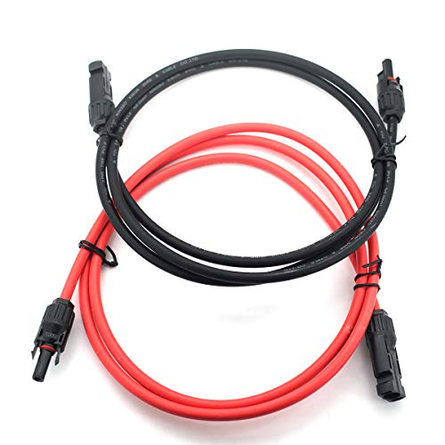 CENTAURUS Extension Cable 5 Feet Black +5 Feet Red 10AWG (6mm²) with Female and Male Connectors for Solar Panel Adapter and Wind Power Parts and Accessories