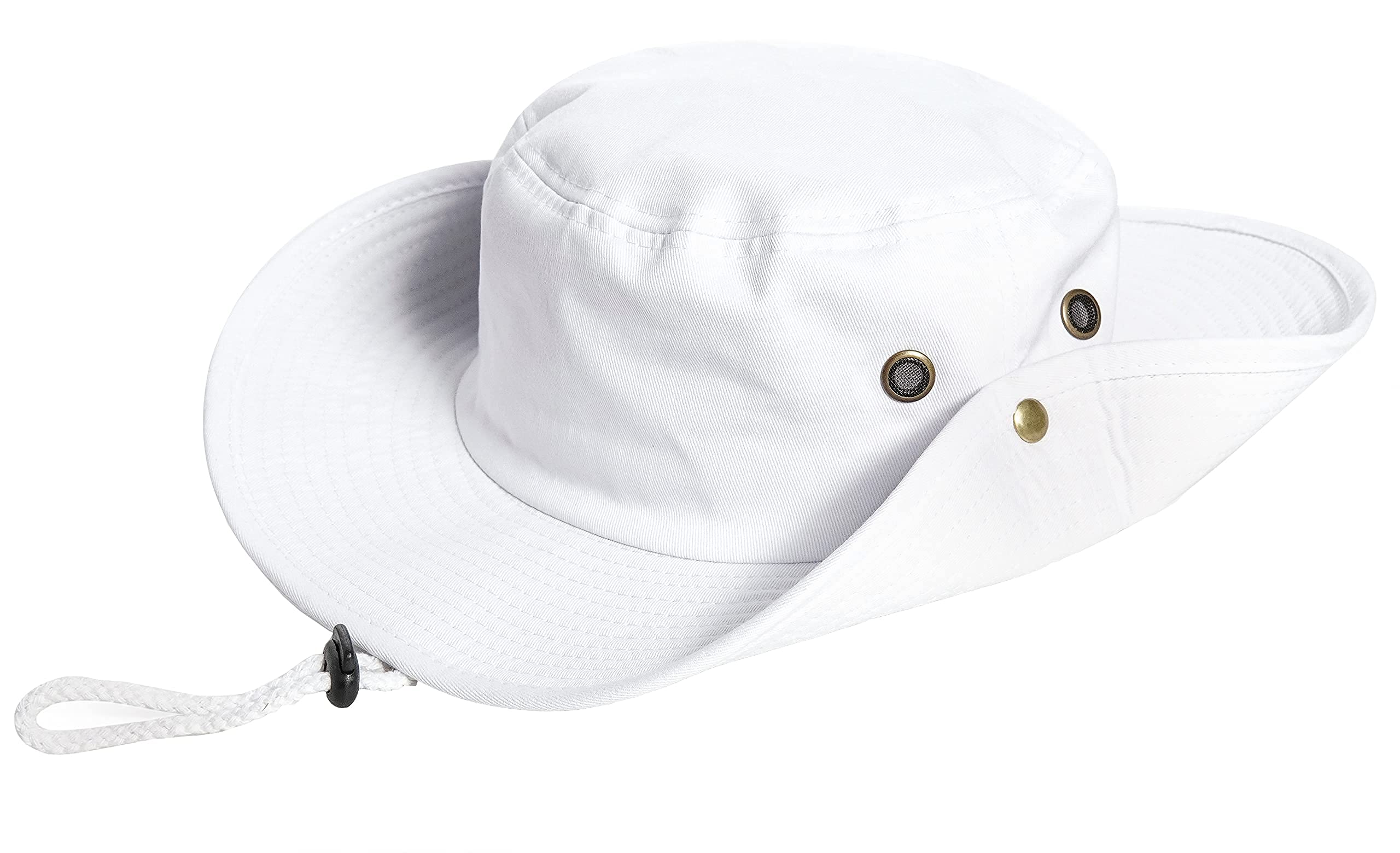 Cotton Sun Hat for Men and Women Wide Brim Foldable Sun Boonie Hunting Fishing Safari Bucket Hat(7 1/2 Size) White
