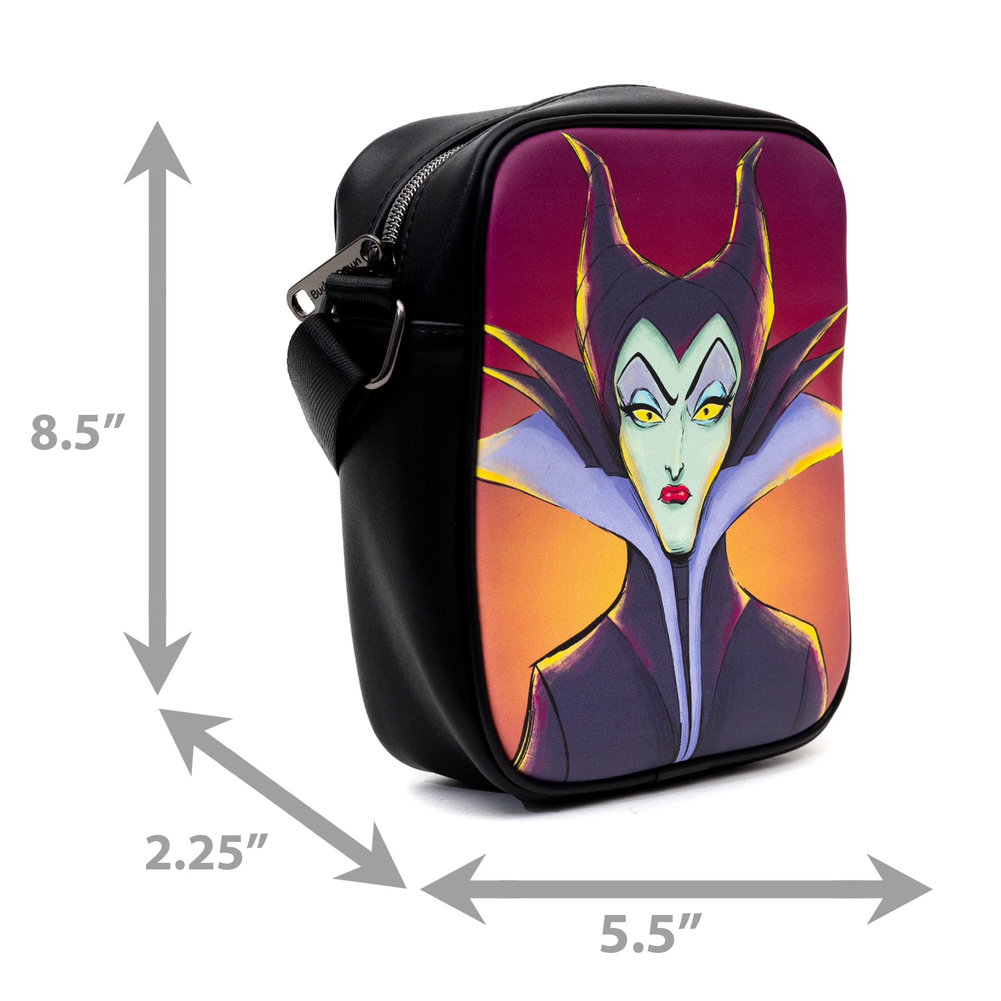 Disney Bag, Cross Body, Disney Sleeping Beauty Villain Maleficent Pose and Quote, Black, Vegan Leather