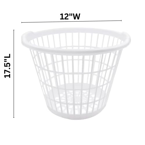Generic Set of 6 White Laundry Basket Lightweight One Bushel Capacity laundry hamper with lid Plastic storage baskets 1 Gift For home and garden use (17.5β x12β)