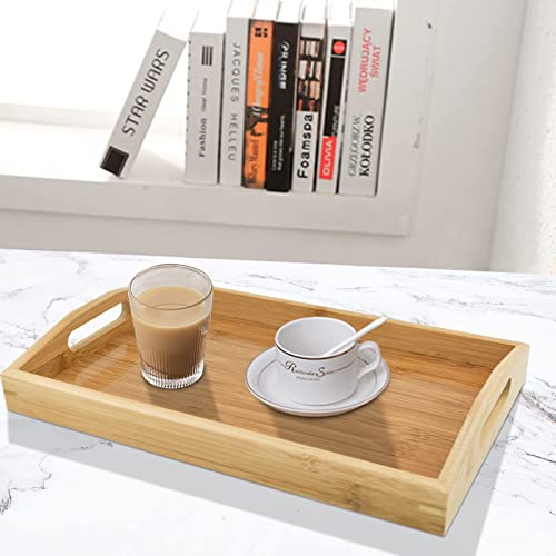 Enkrio Wood Serving Tray 3 Pack Food Tray with Handles Serving Tray Breakfast Tray Coffee Table Tray for Coffee Food Breakfast Dinner