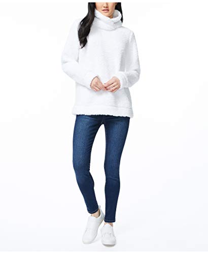 Nautica Women's Mock Neck Sherpa Sweater, Bright White, Medium