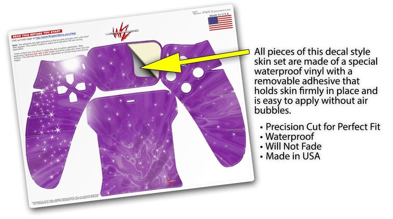 WraptorSkinz Skin Wrap compatible with Sony PS5 DualSense Controller Stardust Purple (CONTROLLER NOT INCLUDED)