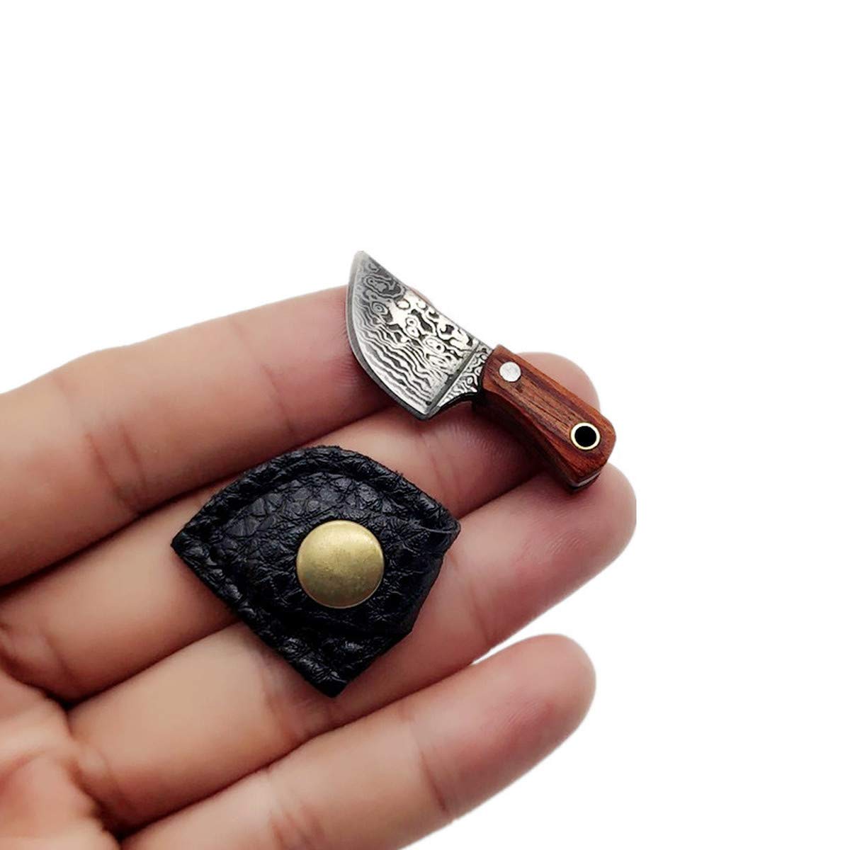 KOWAKA Mini Chef Knife, Mini Pocket Thumb Knife, Keychain Mini Butcher Knife Necklace Knife Pendant EDC Tool (2)