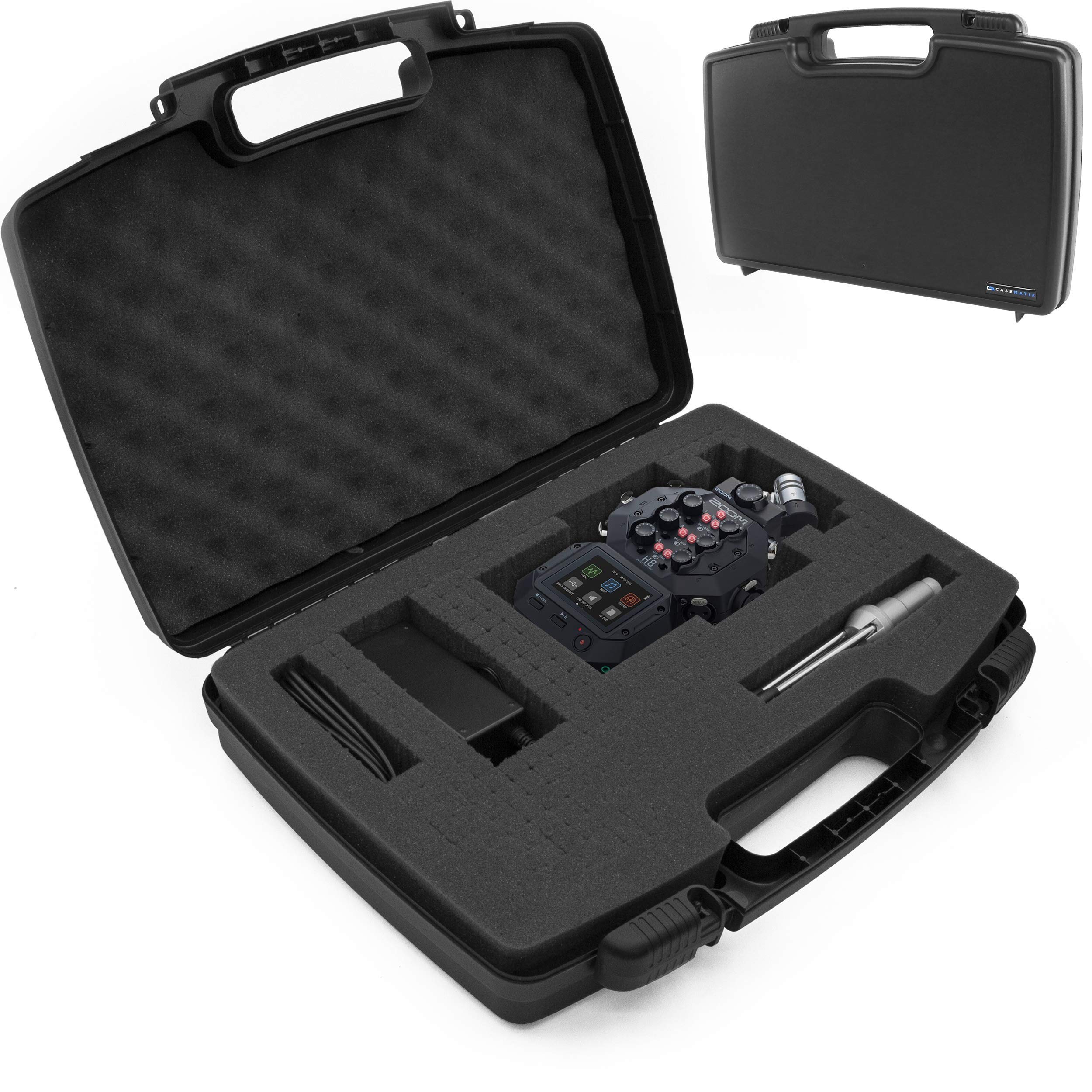 CASEMATIX Travel Case Compatible with Zoom R4 MultiTrak 32 Bit Float Recorder or Zoom H8 Handy Recorder - Hard Shell Carrier for Audio Recorders and Accessories with Customizable Foam, Case Only