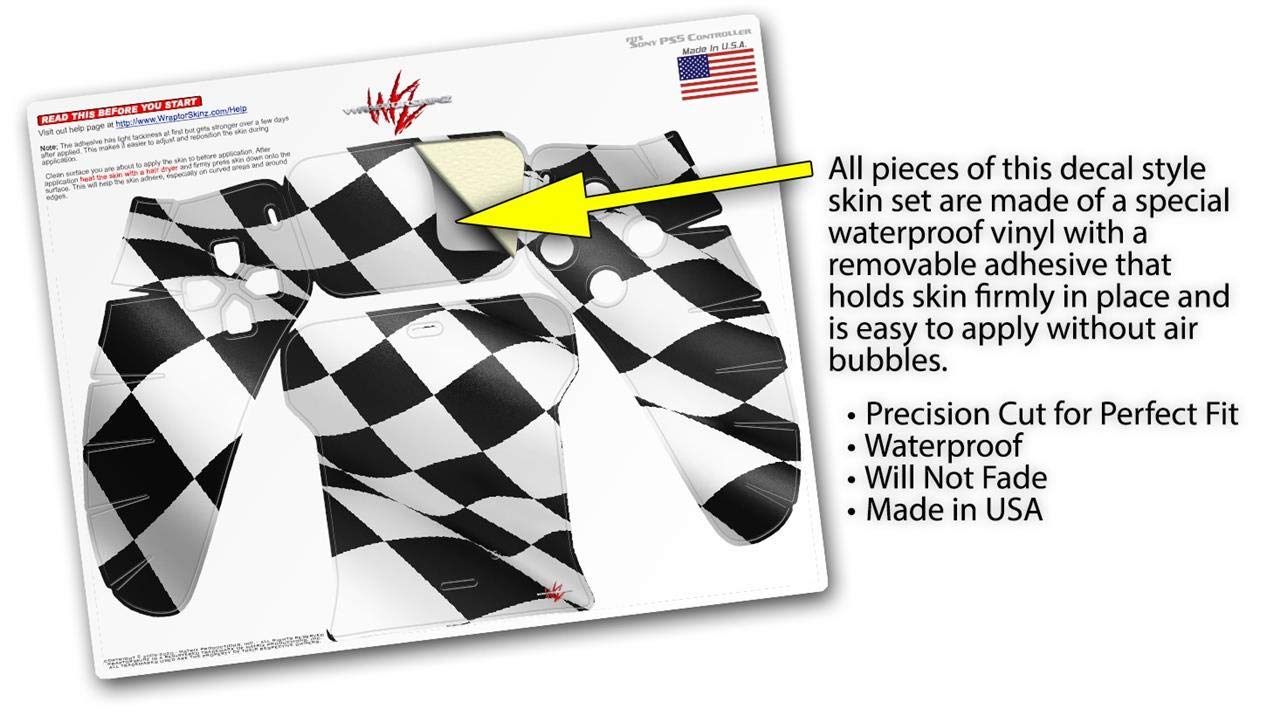 WraptorSkinz Skin Wrap compatible with Sony PS5 DualSense Controller Checkered Racing Flag (CONTROLLER NOT INCLUDED)