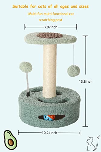 JIXIANGDOG Cat Scratching Post Cat Scratcher for Indoor Cats Natural Sisal Covered Cats Scratch Toy with Interactive Track Balls and Soft Dangling Ball for Kitten and Adult Cats