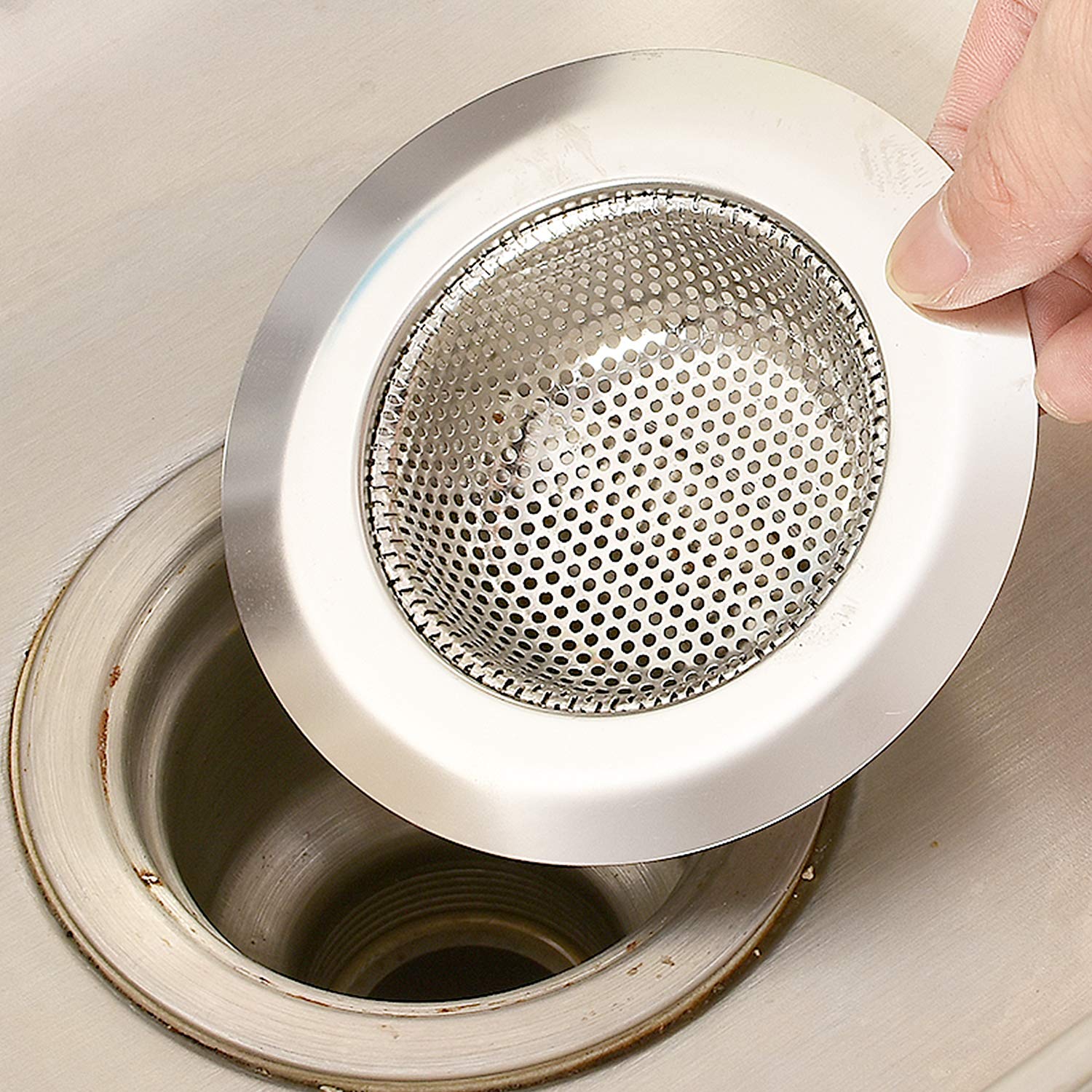 Kitchen Sink Strainer Kitchen Sink Stopper, Professional Stainless Steel Sink Filter, With Dense Mesh (2 PCS) for Draining Kitchen, Bathroom, Bathtub, Washbasin