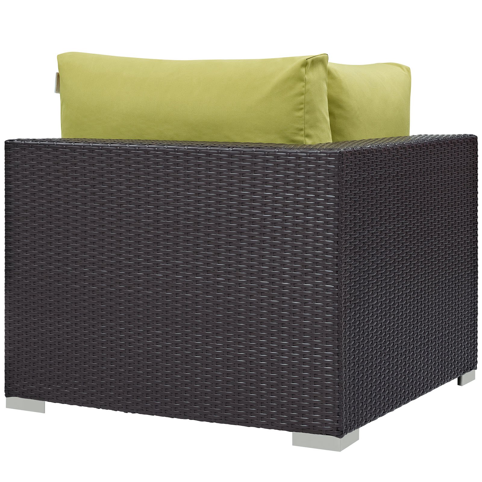 Modway Convene Wicker Rattan Outdoor Patio Sectional Sofa Corner Seat in Espresso Peridot